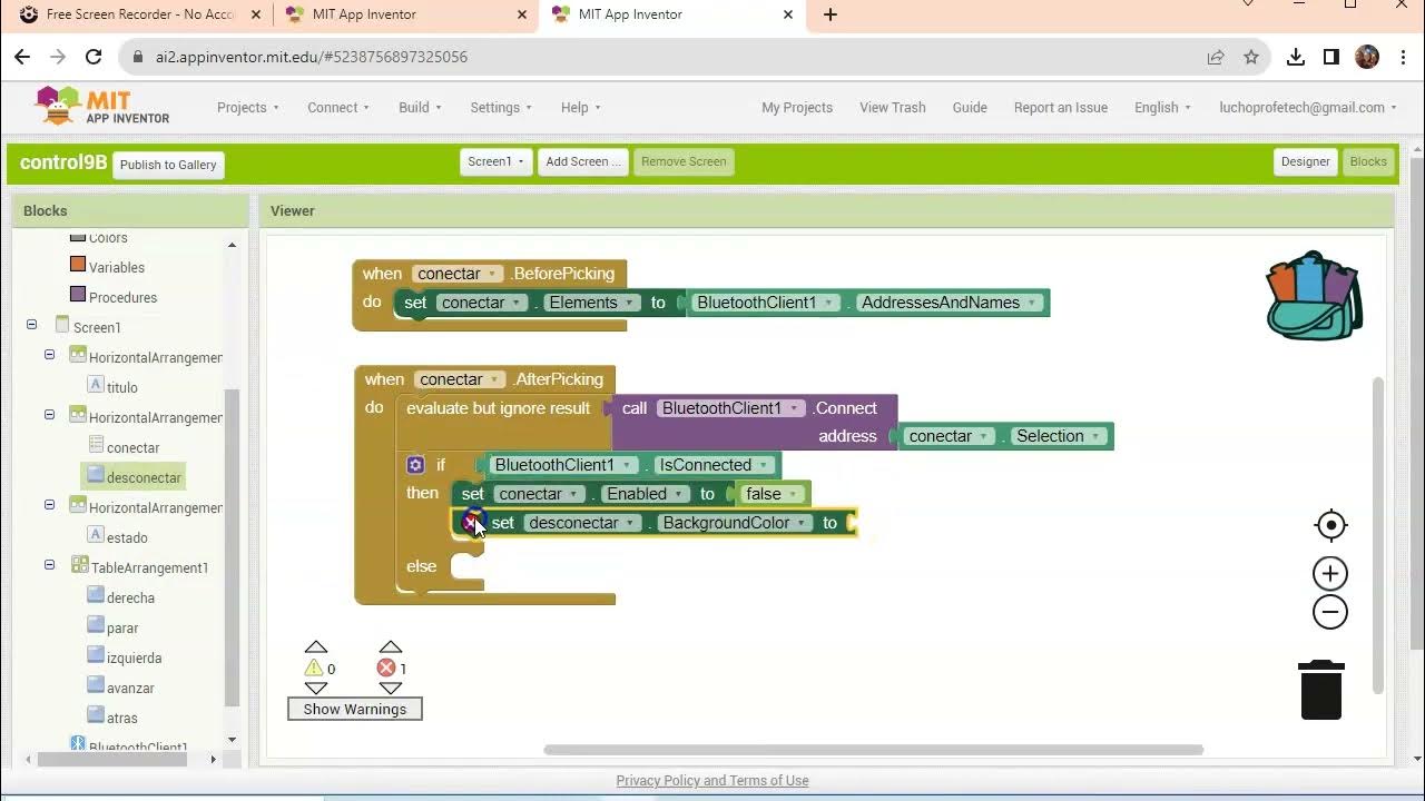 control bluetooth Arduino desde Appinventor - YouTube