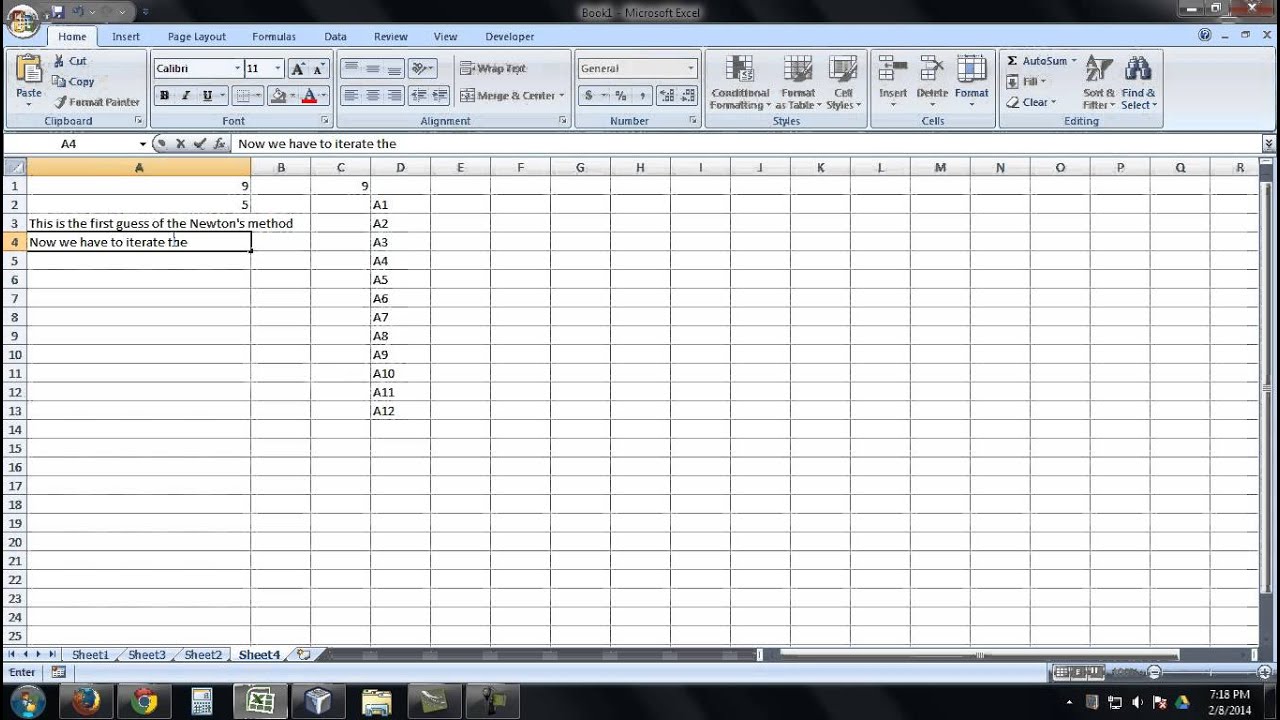 Finding Square root of a number in Excel (Newton Raphson's method) - YouTube