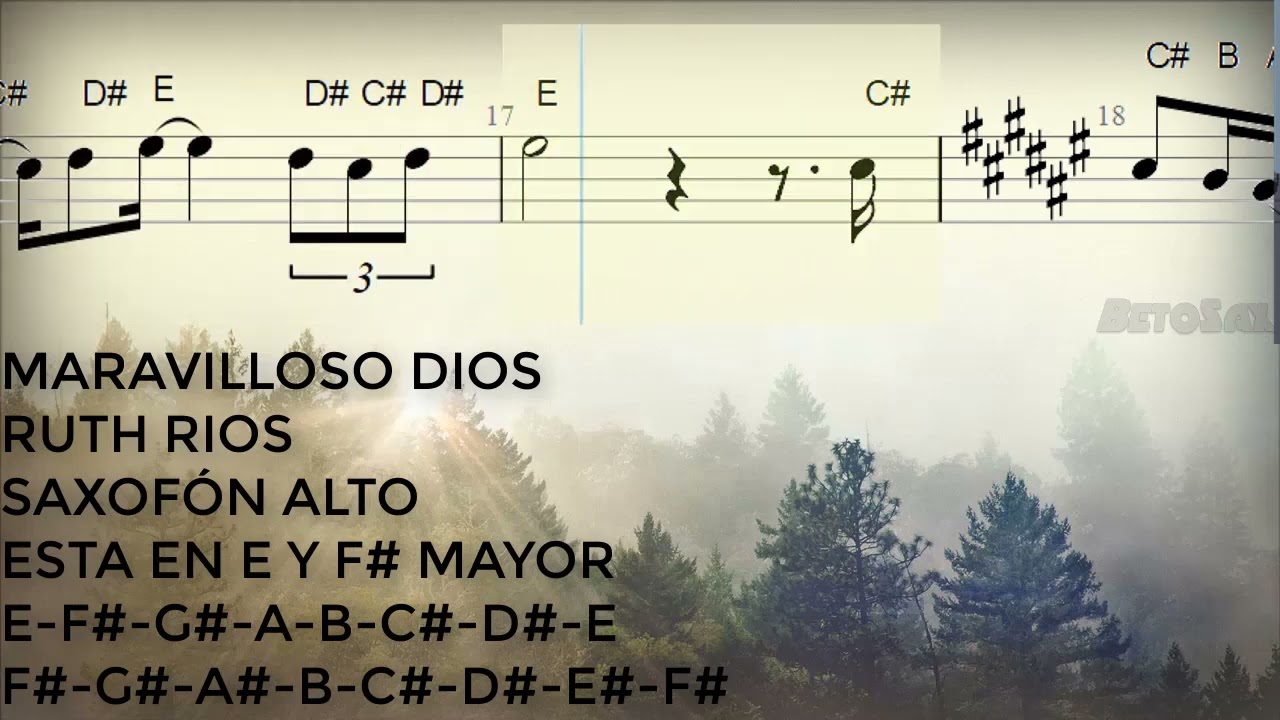 Maravilloso Dios, Ruth Ríos, Saxofón Alto, Partitura, Cifrado, Notas ...