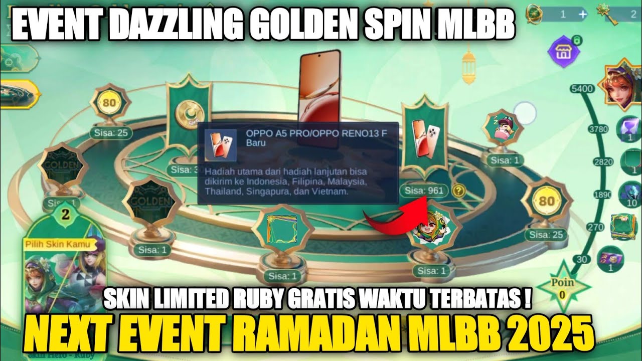 OPPO A5/RENO!! Event Dazzling Golden Spin Skin Ruby Ramadan Waktu ...