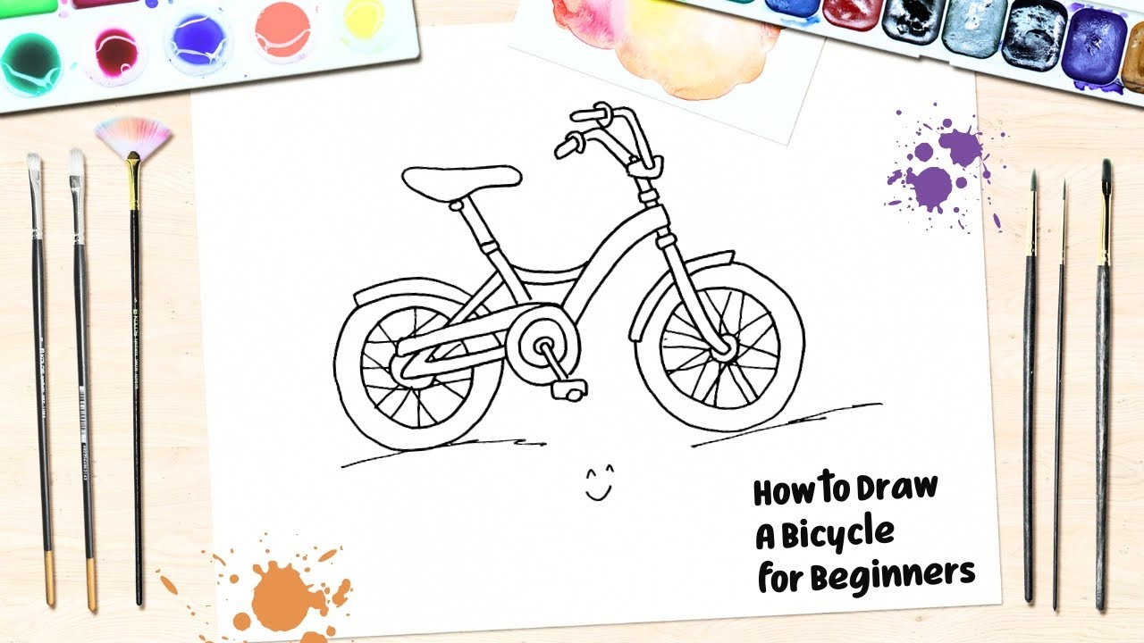 How to Draw A Bicycle Easy Step by Step | Land Vehicle Drawing for ...