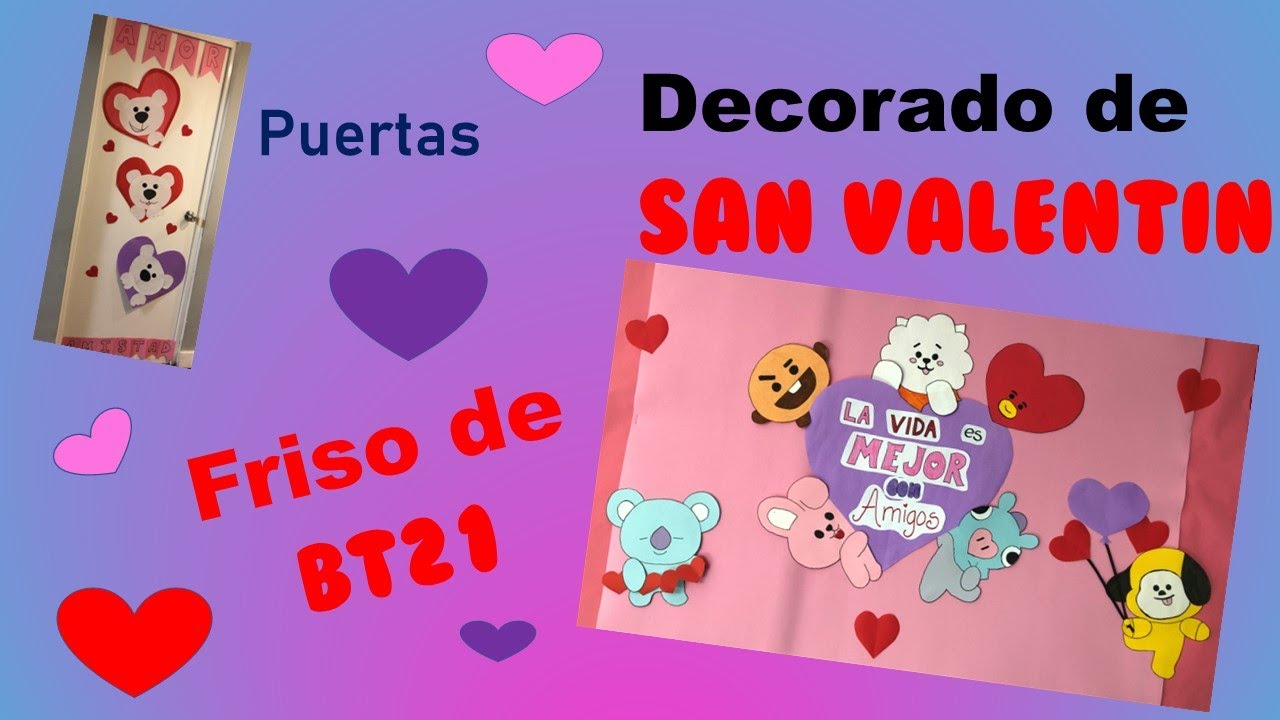 ¿Cómo decorar de San Valentín Friso de BT21 y decorado de puertas ...