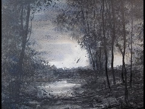 475) Tonalism Landscape Watercolor Painting Tutorial: That Back-Lit ...
