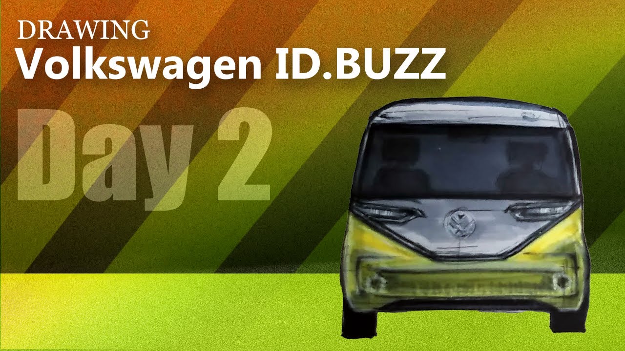 Car Drawing: Volkswagen ID.BUZZ | Day 2 Front View - YouTube