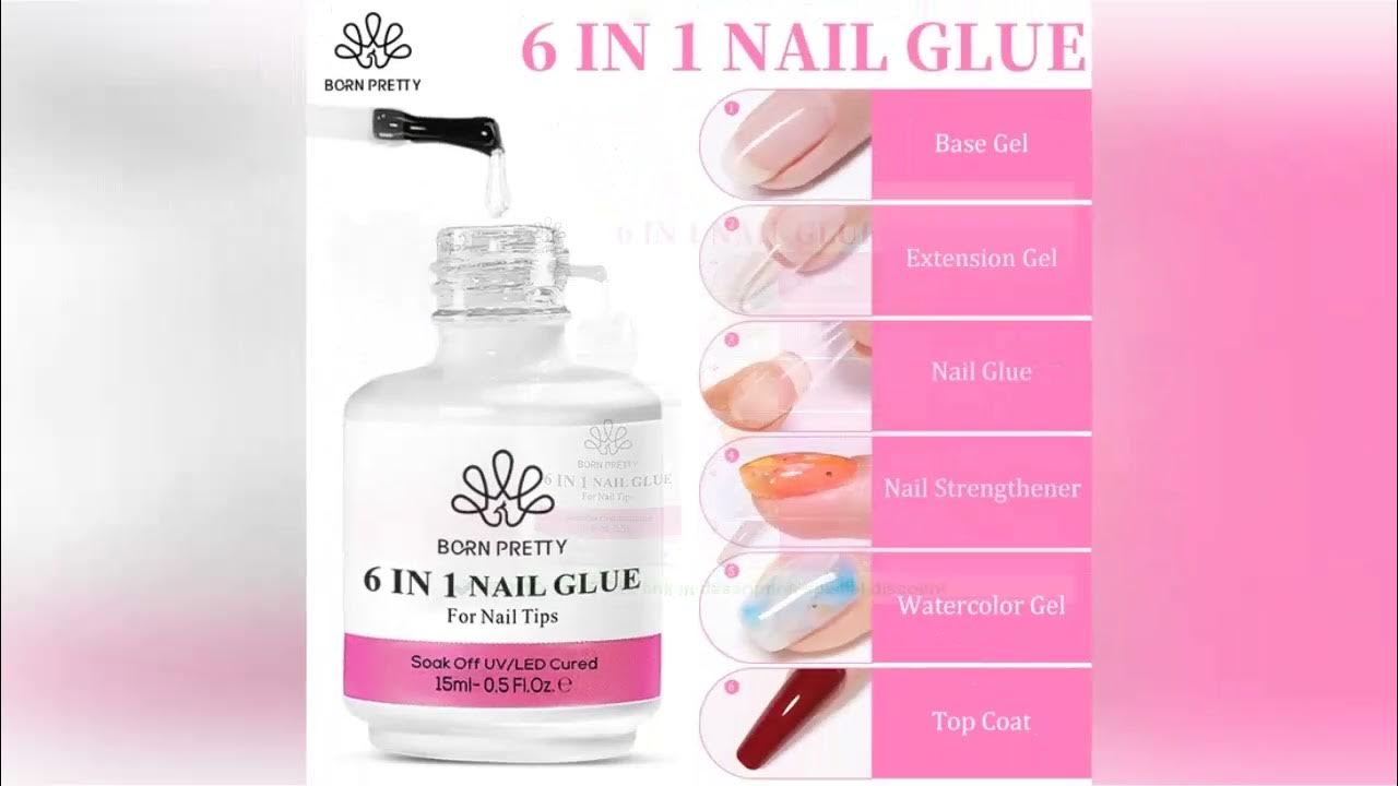 BORN PRETTY 15/10ML 6 IN 1 Nail Glue Gel for Acrylic Nails Soak off Base Gel Top Coat UV ...