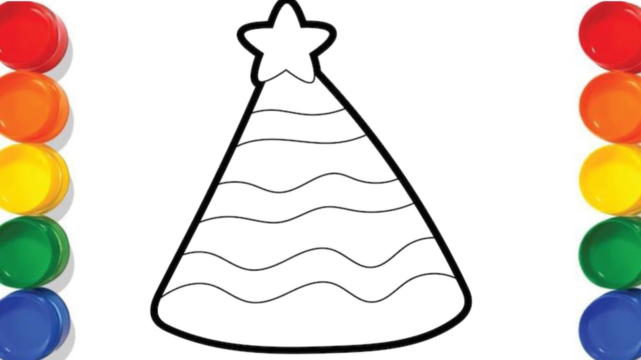 How to draw birthday party hat 🥳 / hat drawing and colouring for kids ...