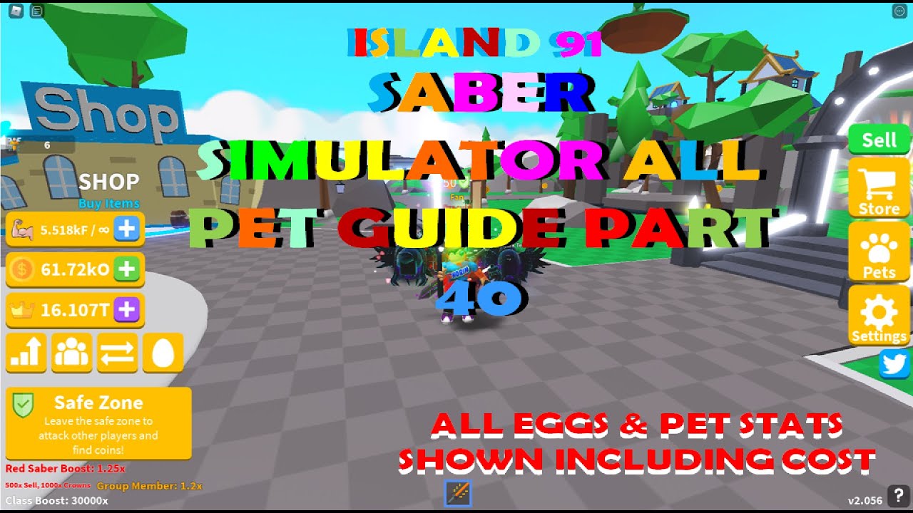 Saber Simulator All Pet Guide Part 40 All Pets From Island 91 - YouTube