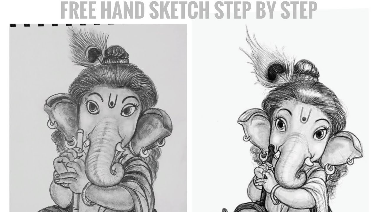 Ganapati bappa drawing kaise banate hain //How to draw Lord Ganesh ...