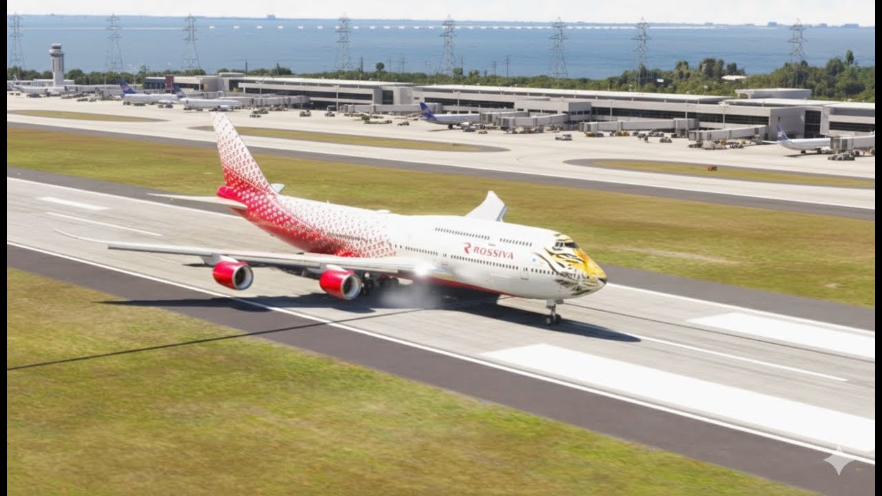 Smooth Landing! Rossiya Boeing 747 Touches Down Perfectly at Tampa ...