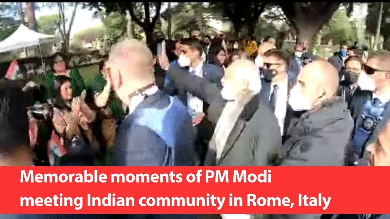 Memorable moments of PM Modi meeting Indian community in Rome, Italy ...