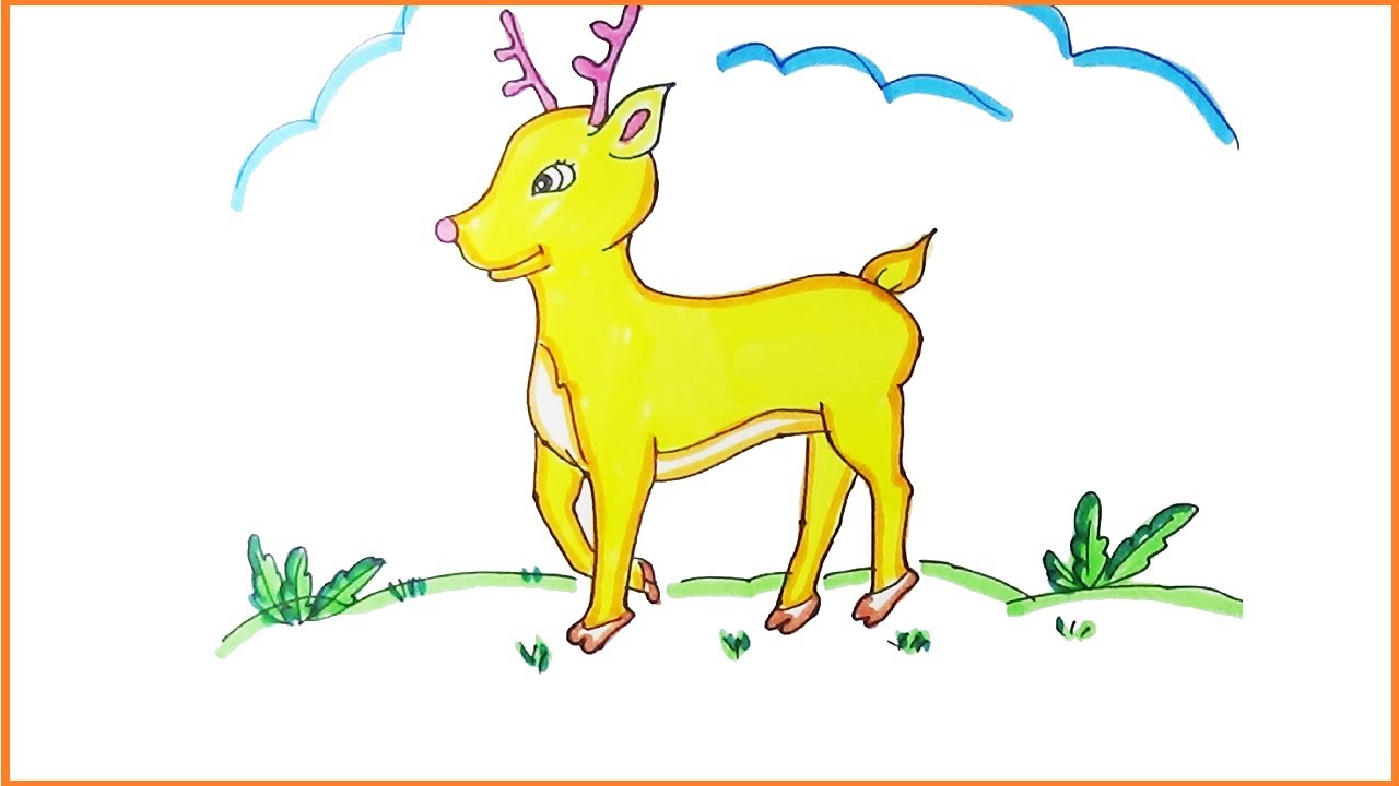 How to draw and color a cute deer for kids | bapbap tv - YouTube