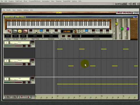 SawStudio Programming A Drum Beat in Midi WorkShop - YouTube