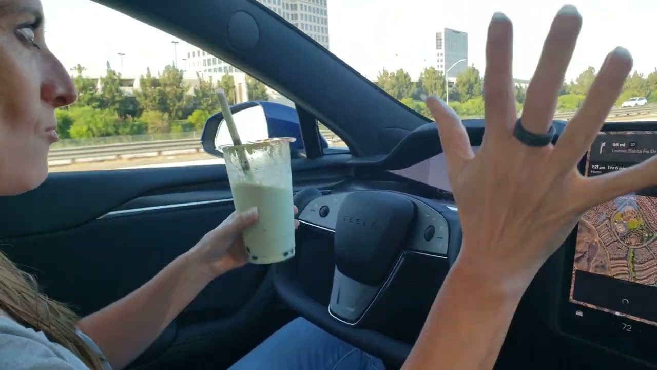 Tesla Autopilot...Cuz you can't drink your boba with both hands while ...
