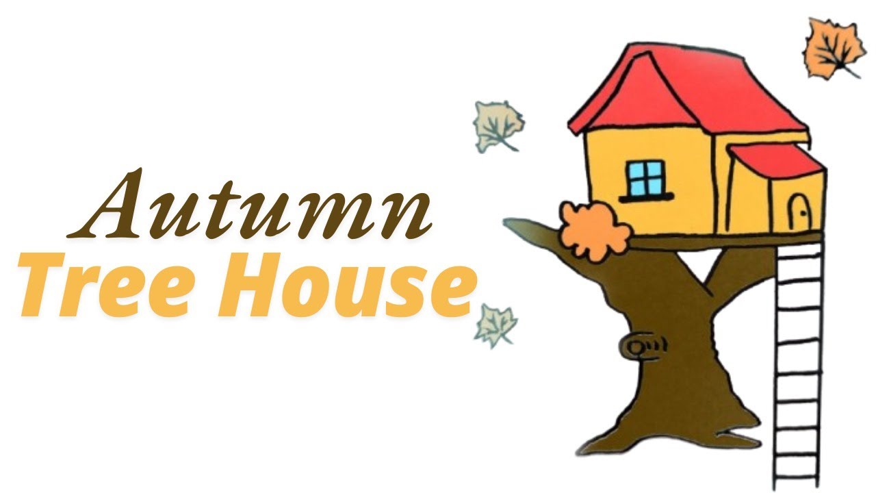 How to Draw a Cute Autumn Tree House | Autumn Tree Drawing - YouTube