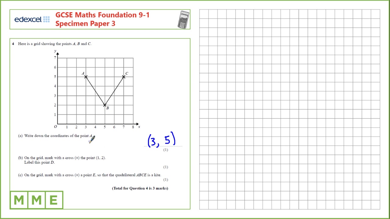 GCSE Maths EDEXCEL Foundation Specimen Paper 3 Q4 Coordinates - YouTube