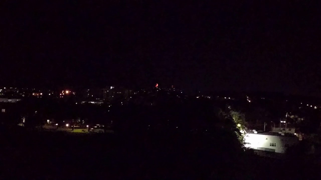 Crescent Blood Moon on the Horizon - YouTube