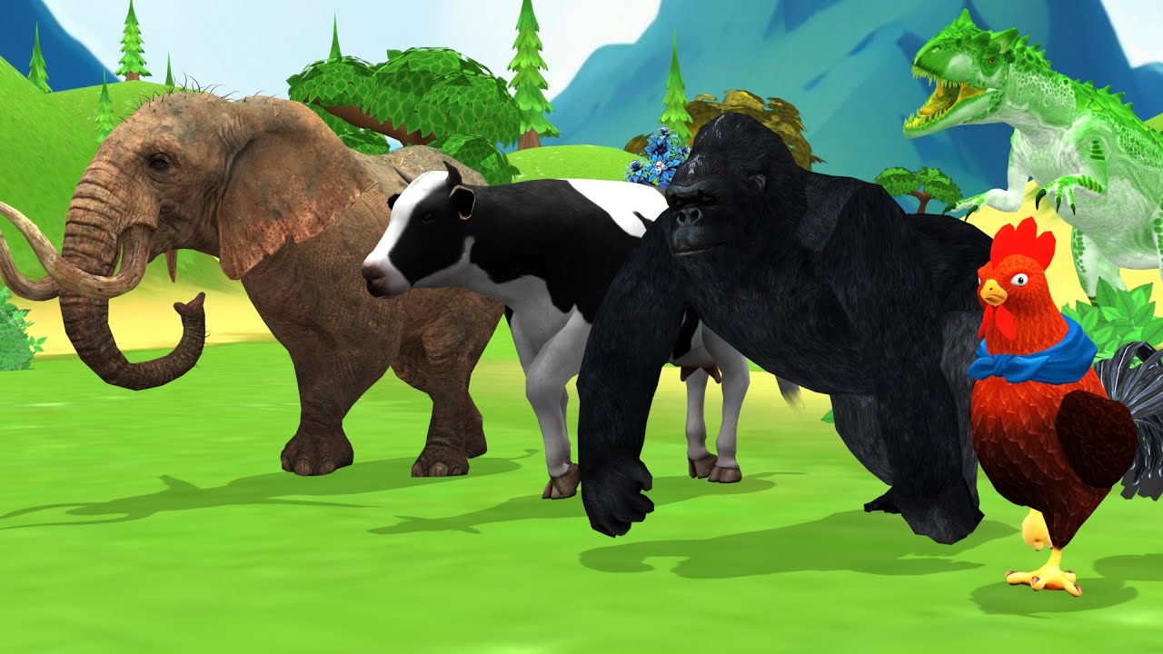 Funny Animals Story Animation 3d : Elephants, Chickens, Gorillas And ...