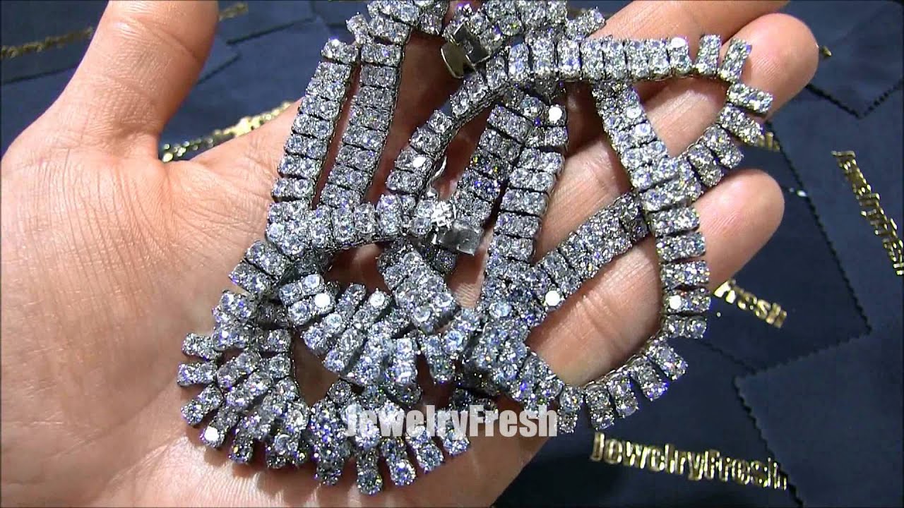 JewelryFresh Stainless Steel VVS Flawless 2 Row Iced Chain - YouTube