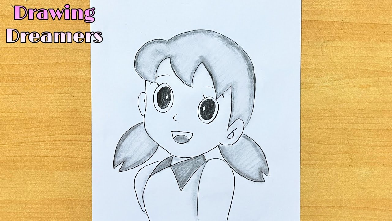 Pencil sketch of Shizuka from Doraemon step by step || Easy drawing ...