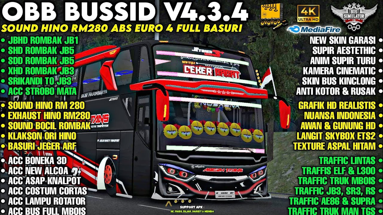 OBB BUSSID V4.3.4 SOUND HINO RM280 ABS EURO 4 | BUS FULL ROMBAK ...