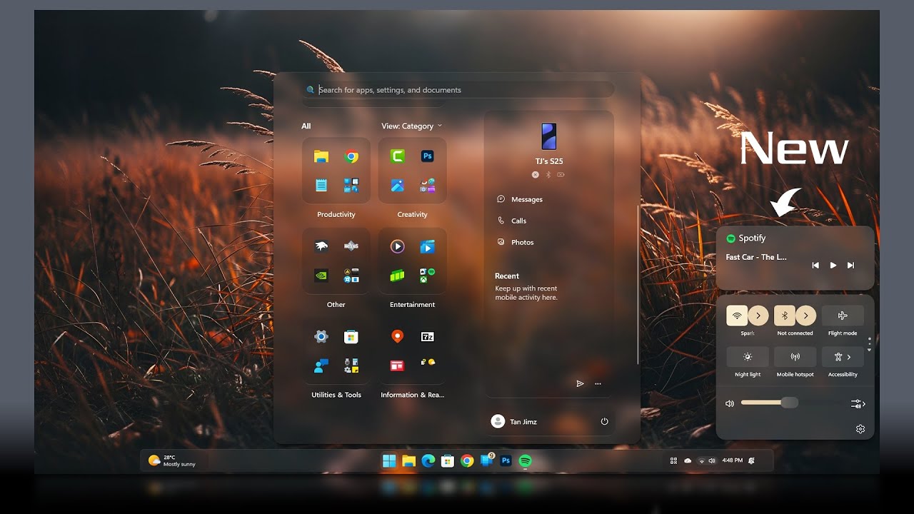 How I Redesigned My New Windows 11 25H2 Start Menu, Notification Center ...
