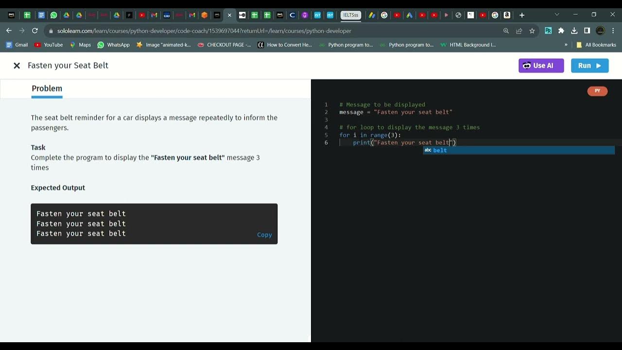 40 Fasten your Seat Belt | Python Developer | Sololearn - YouTube 40 Fasten your Seat Belt | Python Developer | Sololearn - YouTube