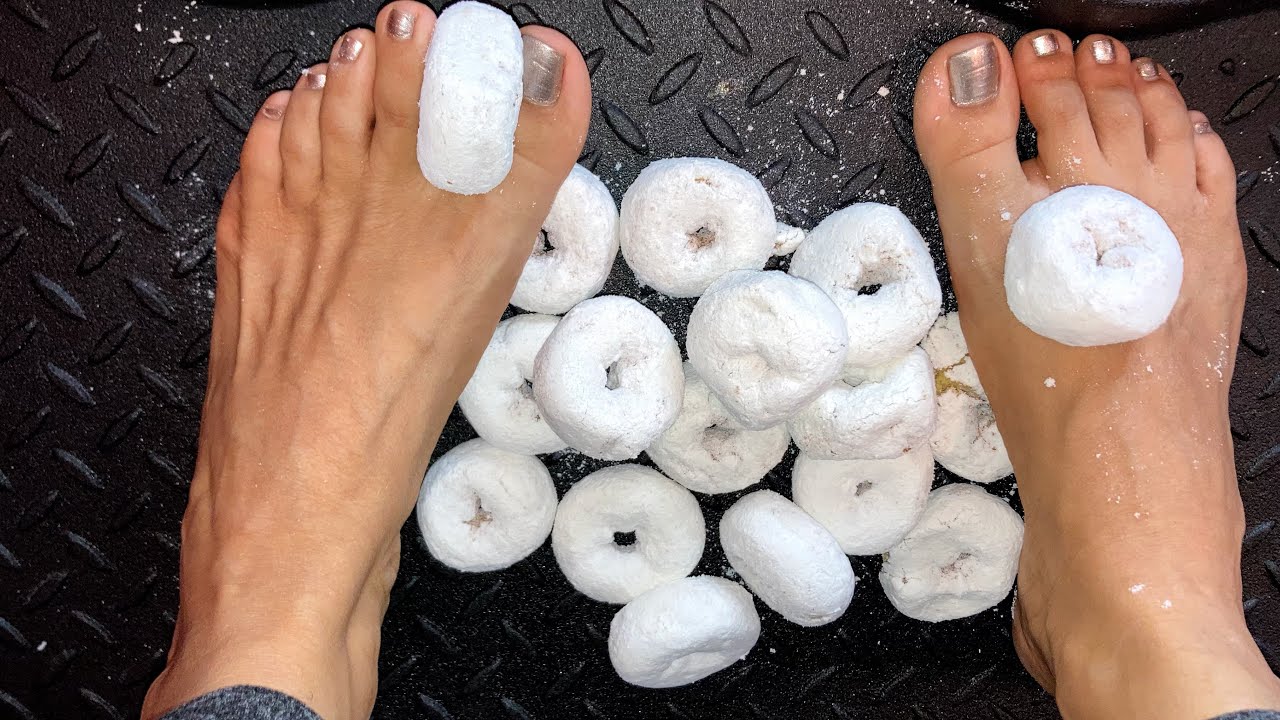 Crushing food with feet | donuts - YouTube
