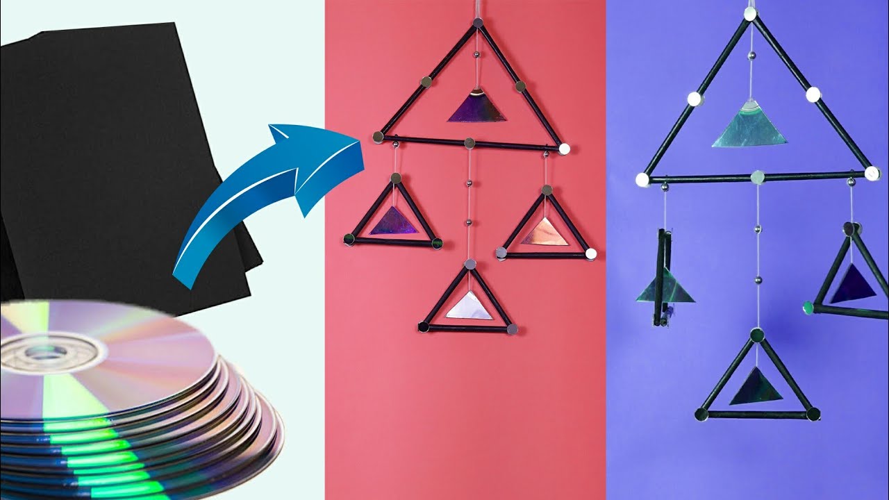 How to make CD wall Hanger/ Wind Chime | DIY Room decoration ideas ...