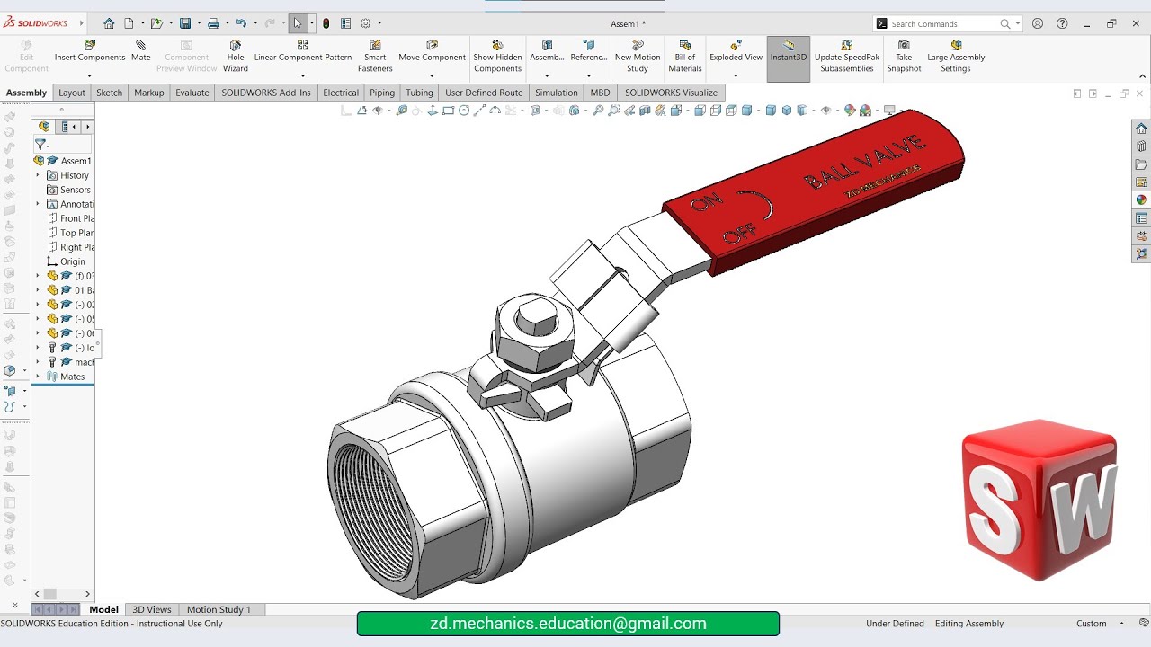 04 - Assembly of a Ball Valve in SolidWorks - 3d تصميم - YouTube