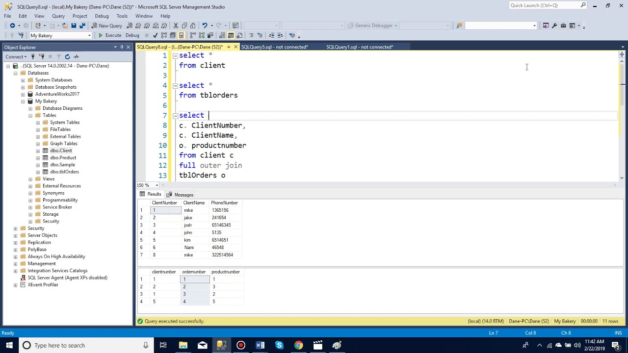 How to do a cross join and a full join in SQL server manager - YouTube