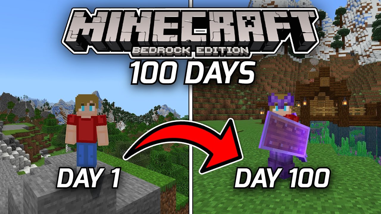 I Survived 100 Days in Minecraft Bedrock Edition - YouTube
