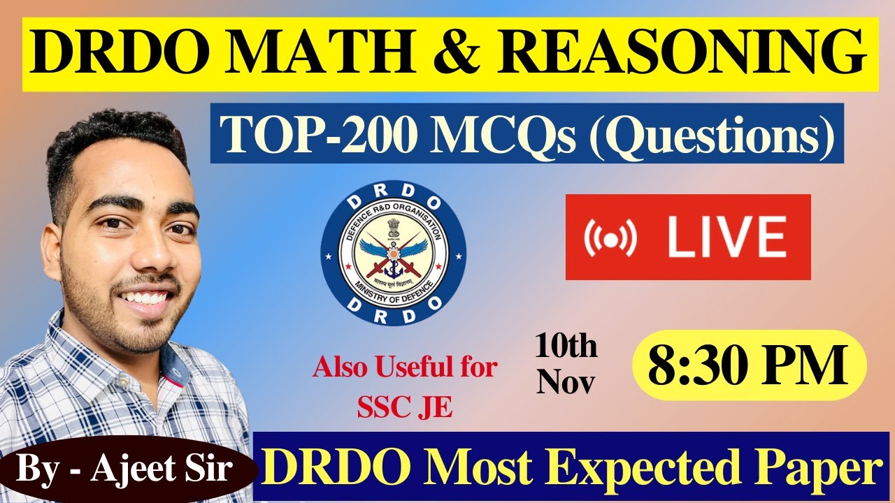 DRDO CEPTAM-10 MATH & REASONING | TOP 200 MCQs | DRDO CEPTAM-10 ...