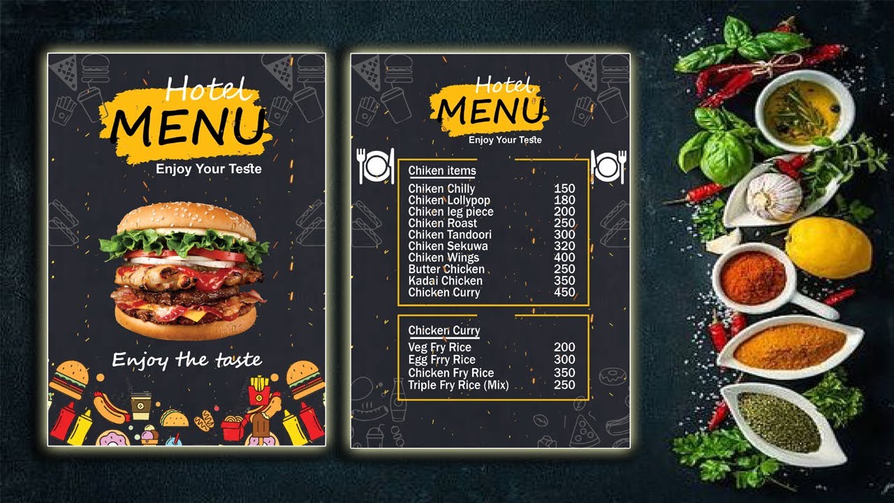 Restaurent & Food Menu Card Design in Adobe illustrator # ...