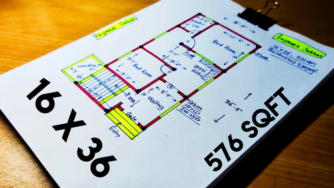 16 x 36 small house plan II 16 x 36 gahr ka naksha II 2 bhk house plan ...