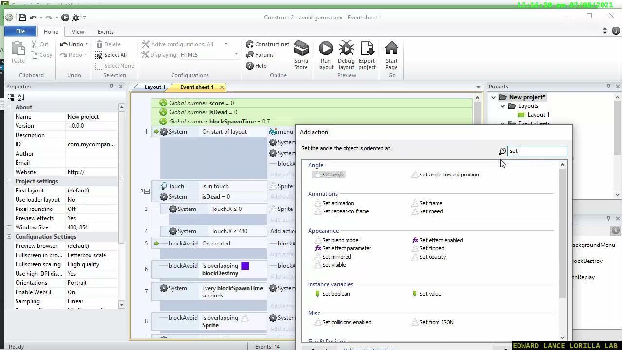 【Construct 2】Fixing the bound to layout Build an avoid mobile game ...