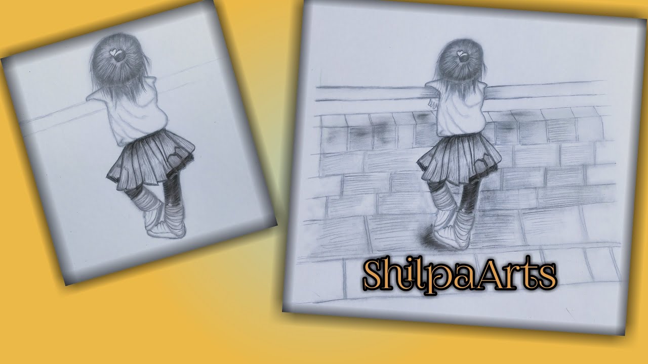 How to draw a Girl back pose// Girl back side // ShilpaArts - YouTube