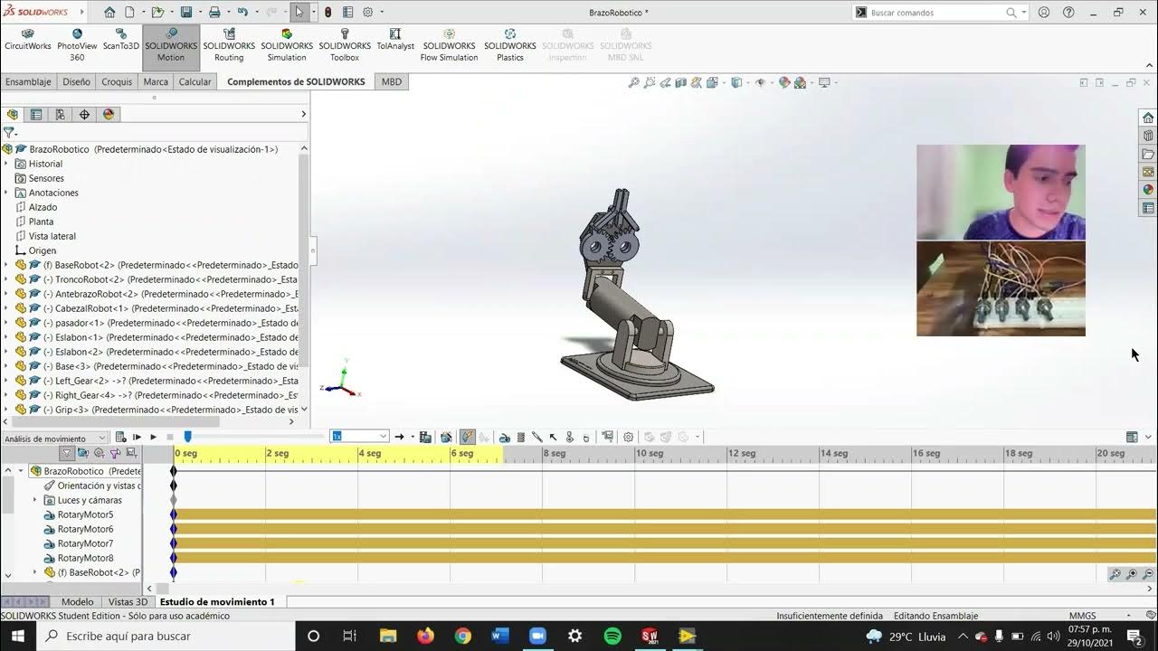 Robotic Arm Solidworks Model control with LabView and Arduino - YouTube
