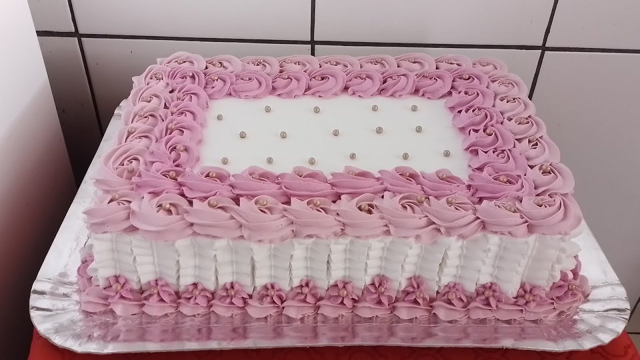 Bolo Feminino Retangular //Rosetas Bico 1M - YouTube