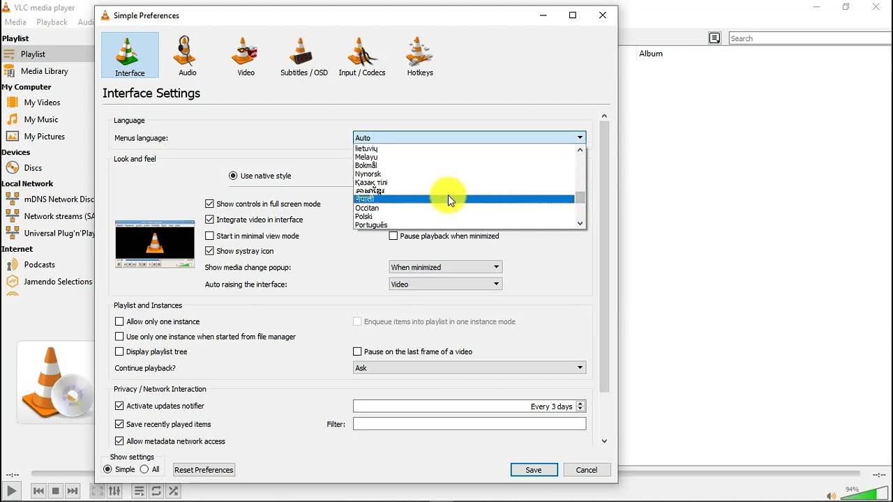 how-to-change-language-in-vlc-player-youtube