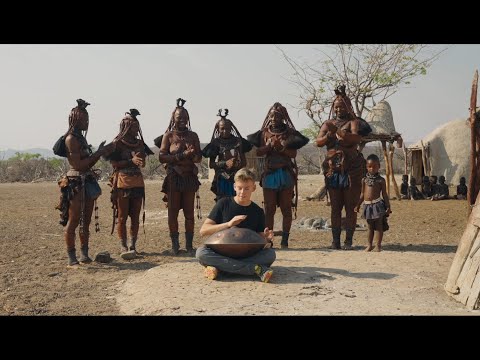 Playing handpan for Himba people in the remote part of Namibia