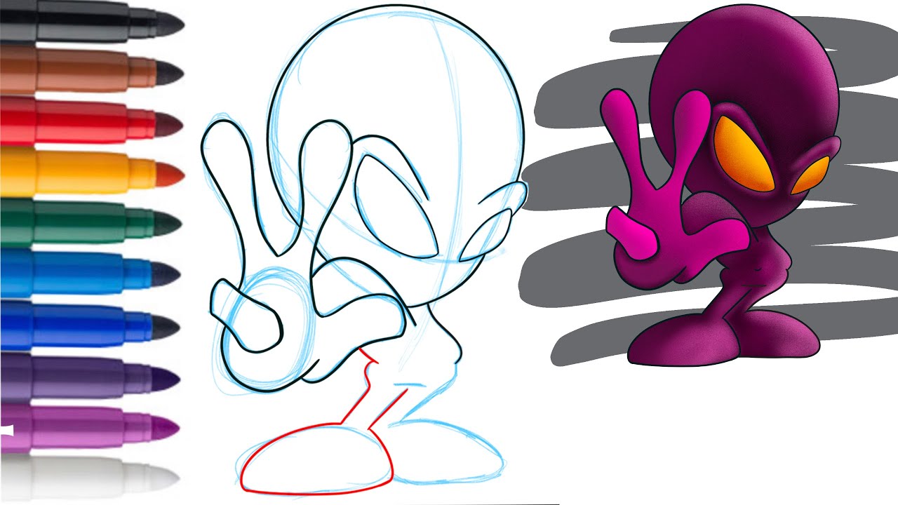 Comment dessiner un alien 👽 étape par étape facilement - YouTube
