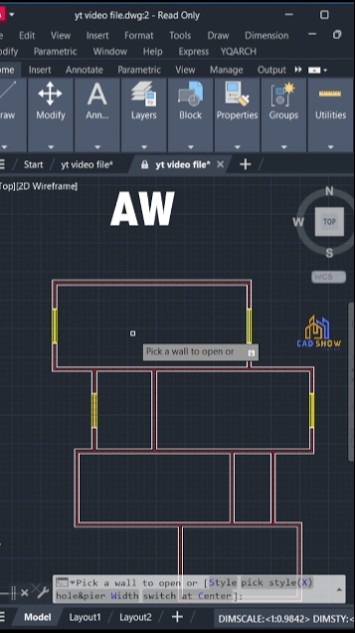 One Click XWW command in AutoCAD | Wall command in AutoCAD 2025 #shorts ...