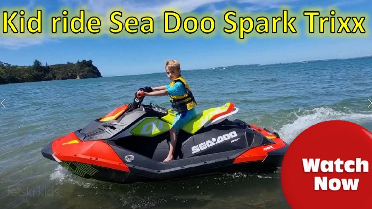Kids riding Jet Ski Sea Doo Spark Trixx - YouTube