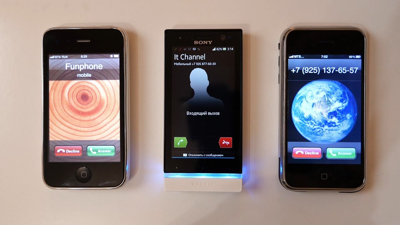 iPhone 2g vs Sony Xperia vs iPhone 1 incoming call - YouTube