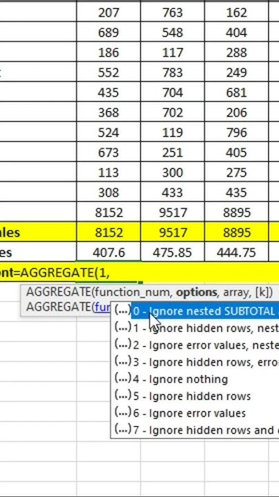 Excel Tips| Dynamic Average Using Aggregate Function #tutorial - YouTube