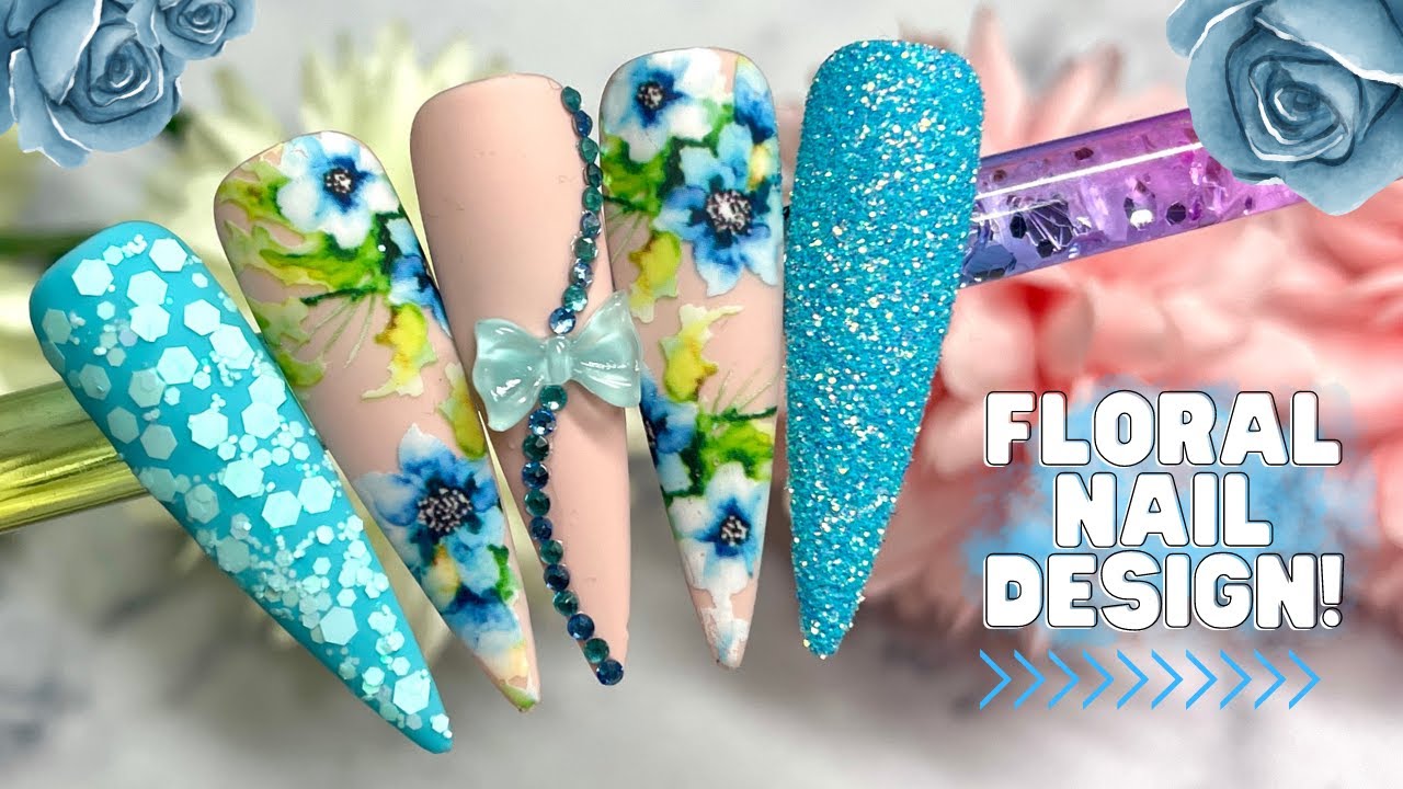 HOW TO FLORAL FOIL NAILS| NAIL TUTORIAL| PRESS ON NAILS| MAKARTT| SUGARED GLITTER NAILS| MADAM ...