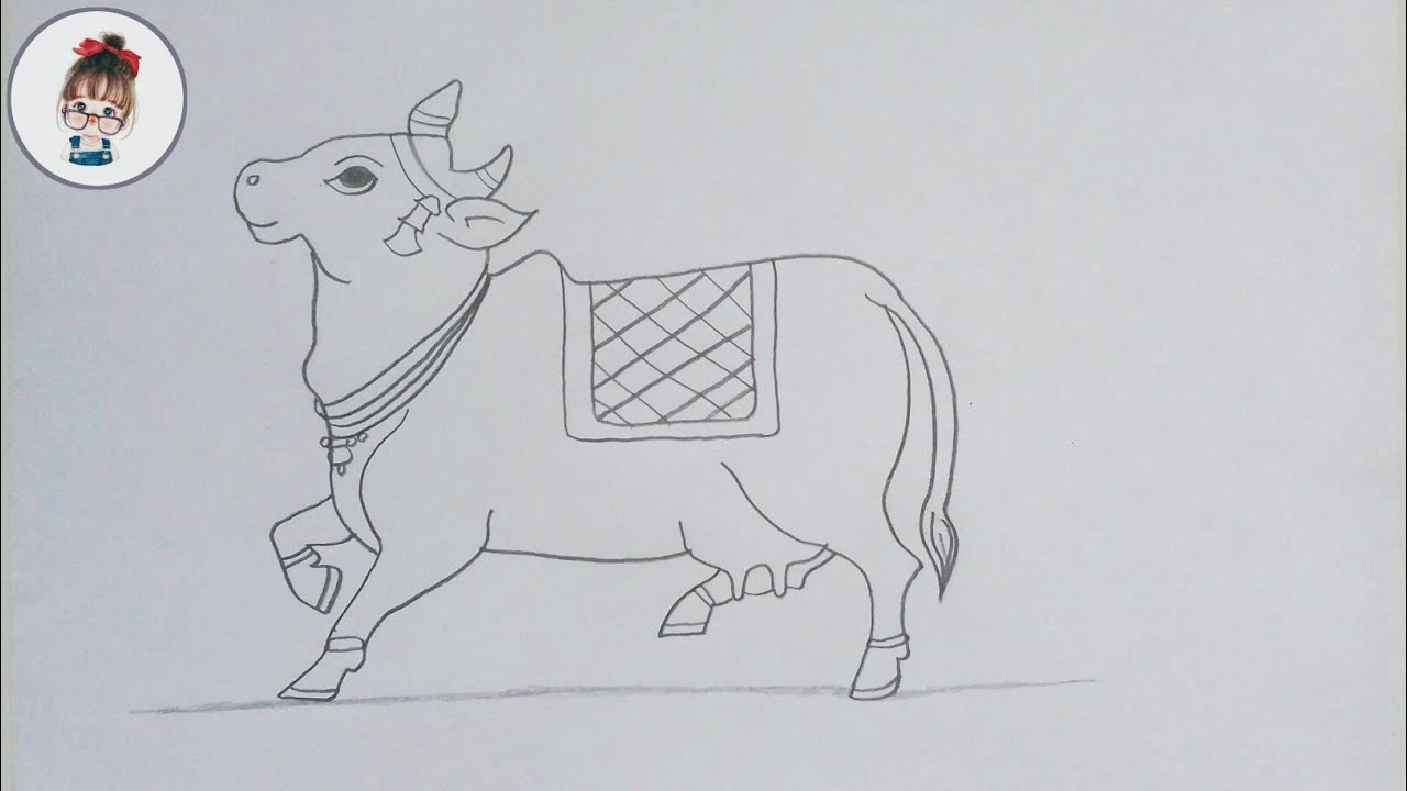 how to draw nandi cow easy step by step | easy cow sketch @MTCRDrawing ...