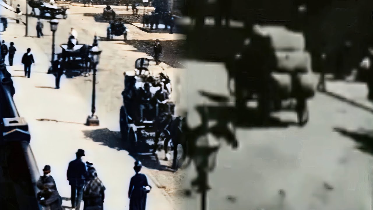 Traffic Crossing Leeds Bridge (1888) | Restoration | A shot of people ...