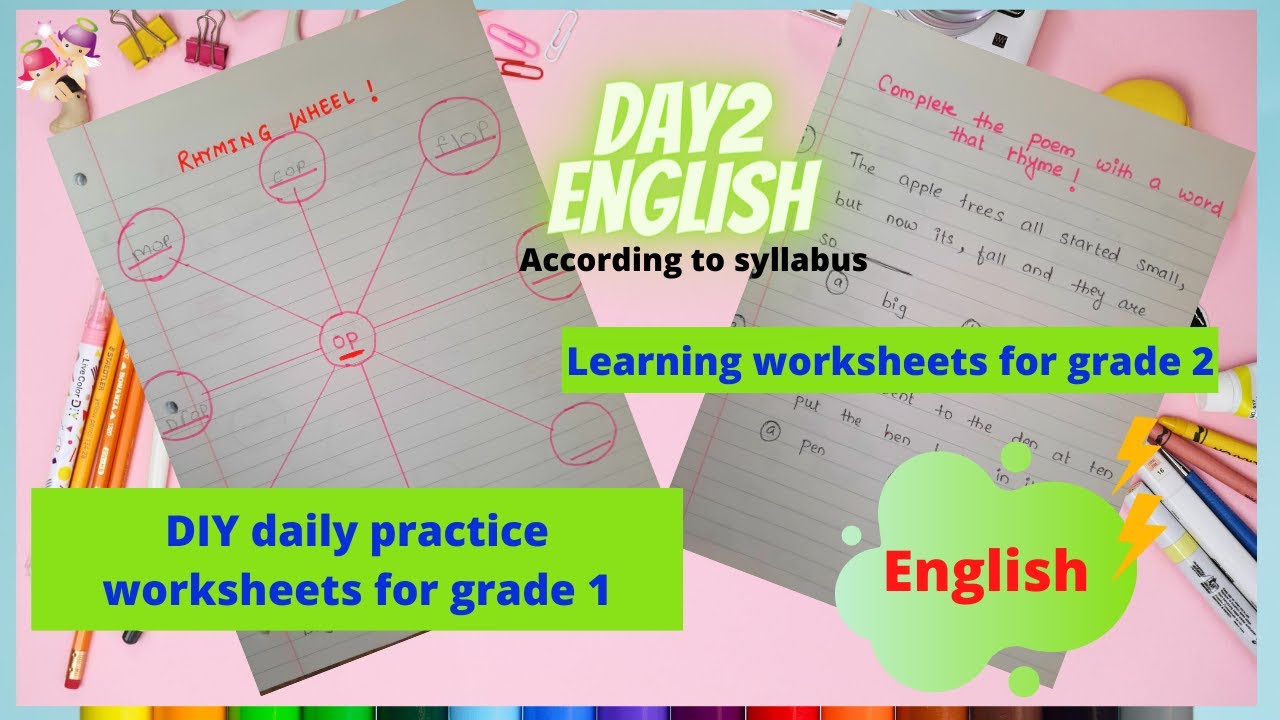 DAY2! ENGLISH! DIY daily practice worksheets for grade 1 and grade 2 ...