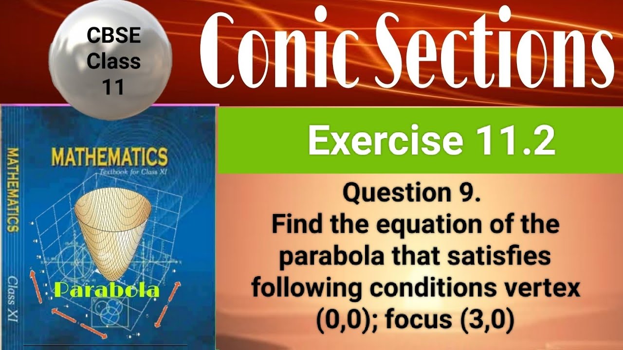CBSE Class 11 EX 11.2 Q 9: Find the equation of parabola that satisfies vertex (0,0); focus (3,0 ...